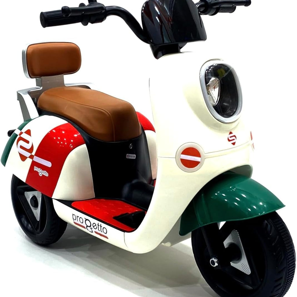 Megawheels Ride on Bike Vespa Progetto Kids Electric Motorcycle 12V 7A ...
