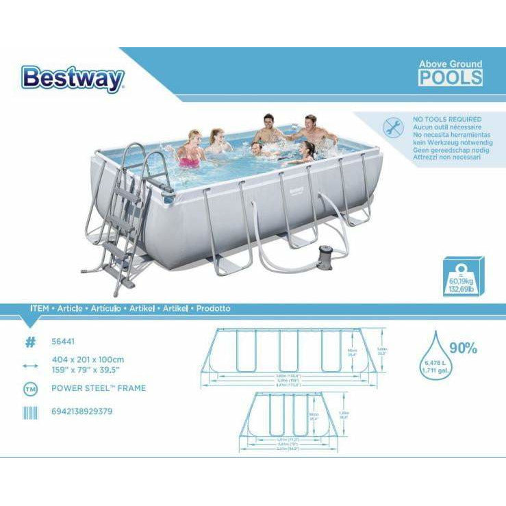 Bestway Power Steel Rectangular Frame Set AGP 4.04m x 2.01m x 1.0m ...